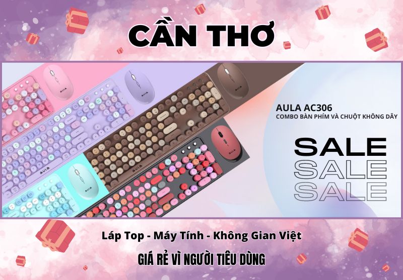 Combo AULA AC306 bàn phìm + chuột không dây Brown Chính hãng